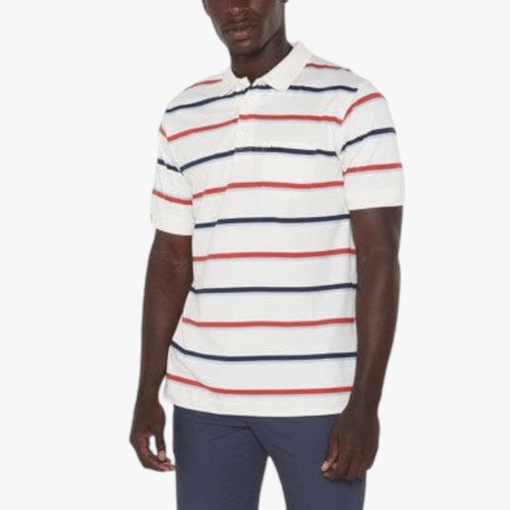 Jeep Mens Yd Multi Strip Short Sleeve Golfer Off White Oxyfire – Brands Megastore