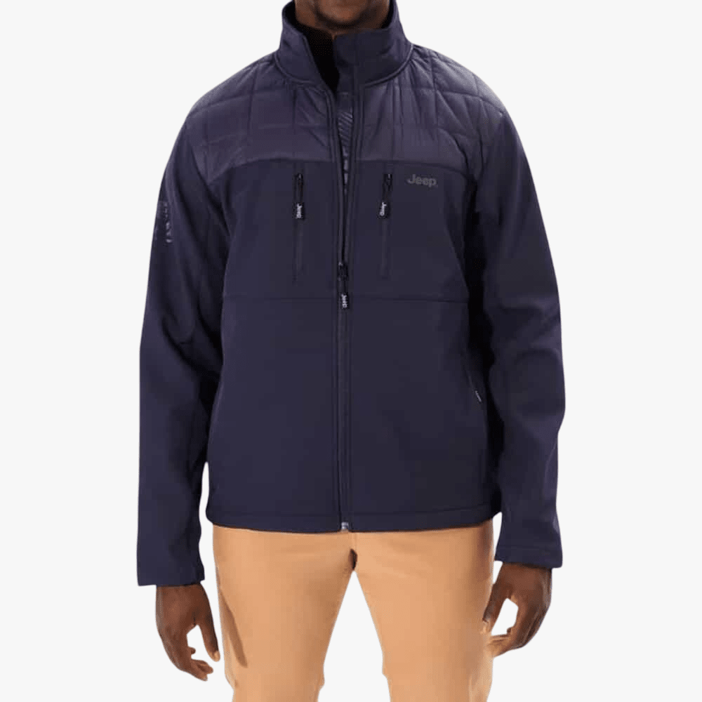 Jeep Mens Jackets Quilted Softshell Jacket Navy – Brands Megastore