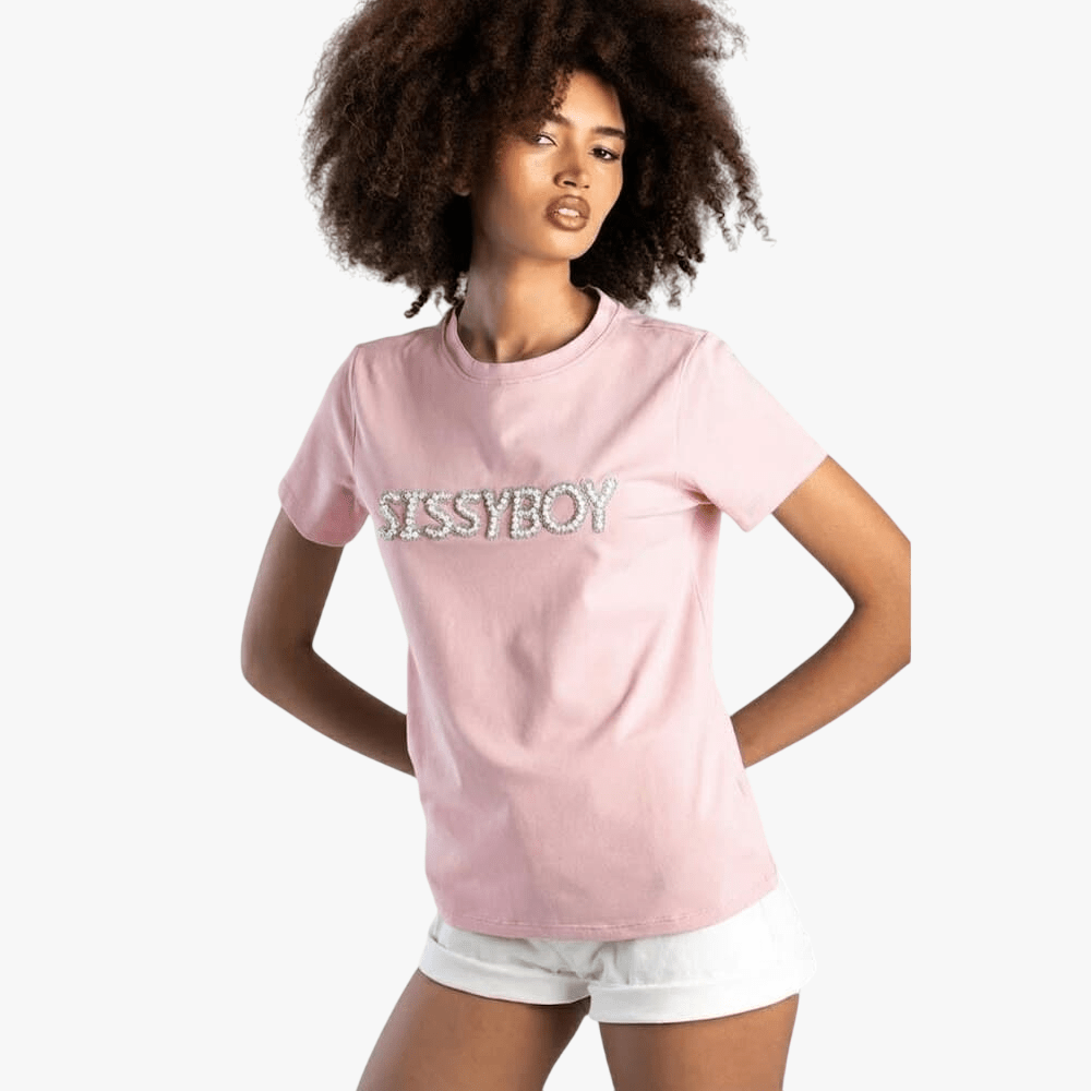 Sissy Boy Womens Pearl And Bling Top Pale Pink – Brands Megastore